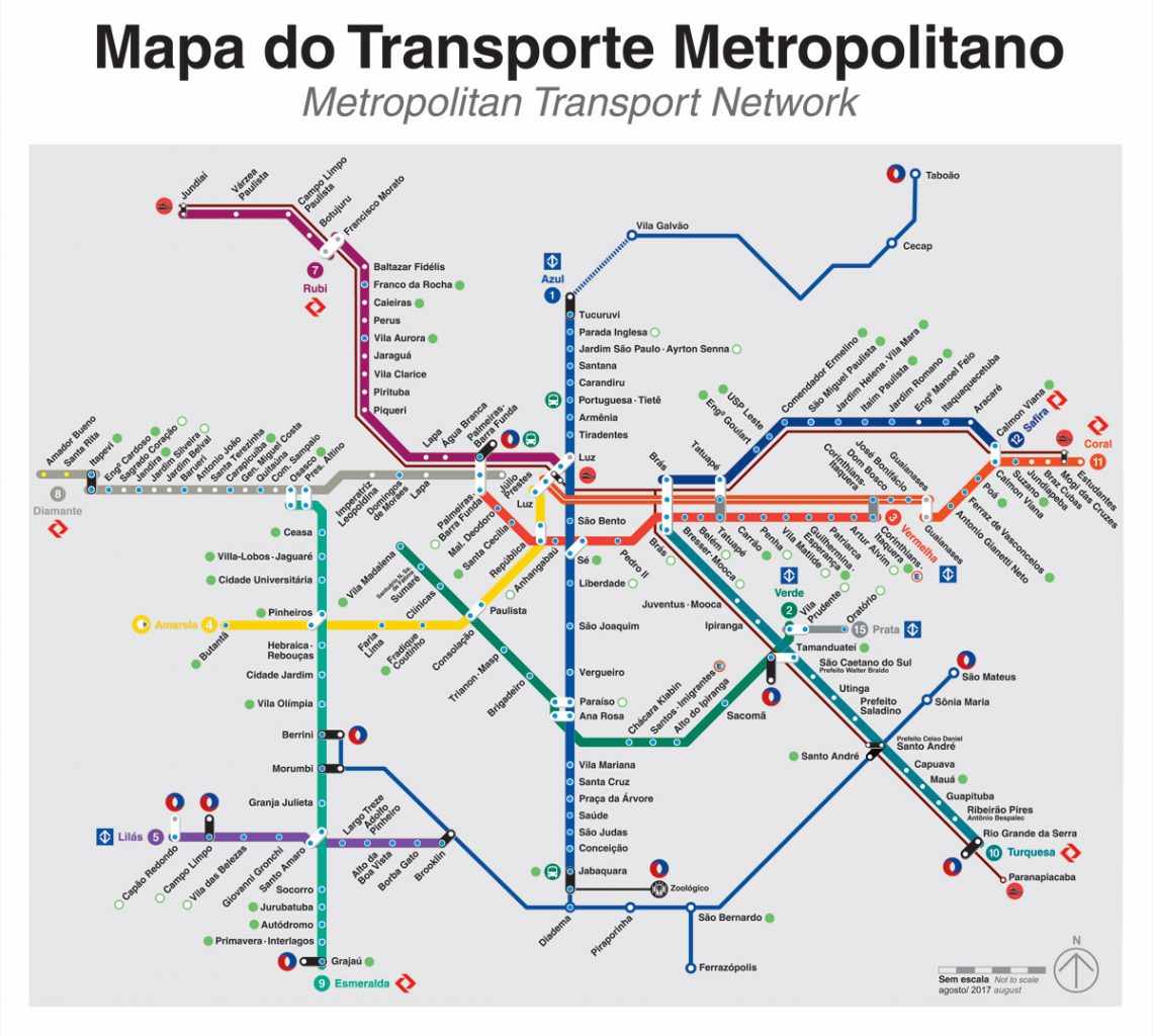 Mapa do Transporte Metropolitano em São Paulo - 2017 - Metrô CPTM Mapa do Transporte Metropolitano em São Paulo - 2017 - Metrô CPTM