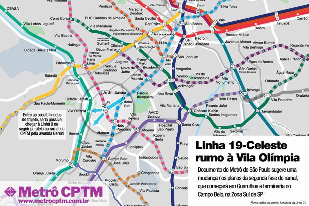 Metrô pode levar Linha 19-Celeste para a região da Vila Olímpia - Metrô ...